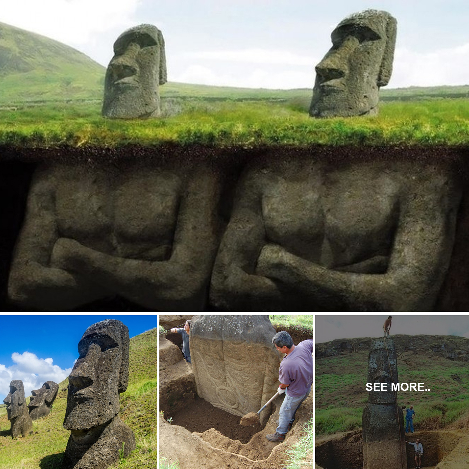 The Famous Easter Island Head Statues Actually Have Bodies - Amazing Nature